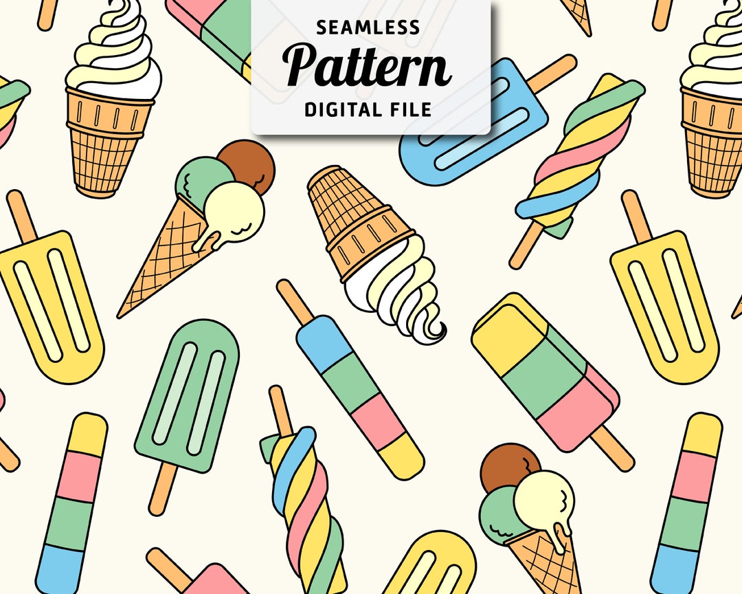 Retro Ice Cream Seamless Pattern: Repeat Design (digital File) - Etsy