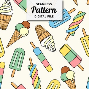 Retro Ice Cream Seamless Pattern: Repeat Design (digital File) - Etsy