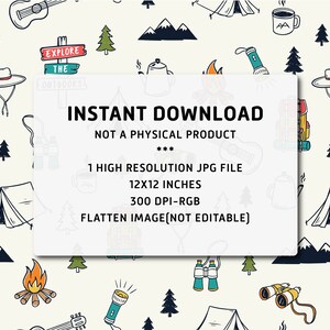 Camping Seamless Pattern | Outdoor Seamless Design | Hand Drawn ...