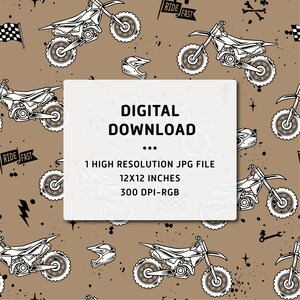 Motocross Seamless Pattern. Dirt Bike Digital Design File. Pattern File ...