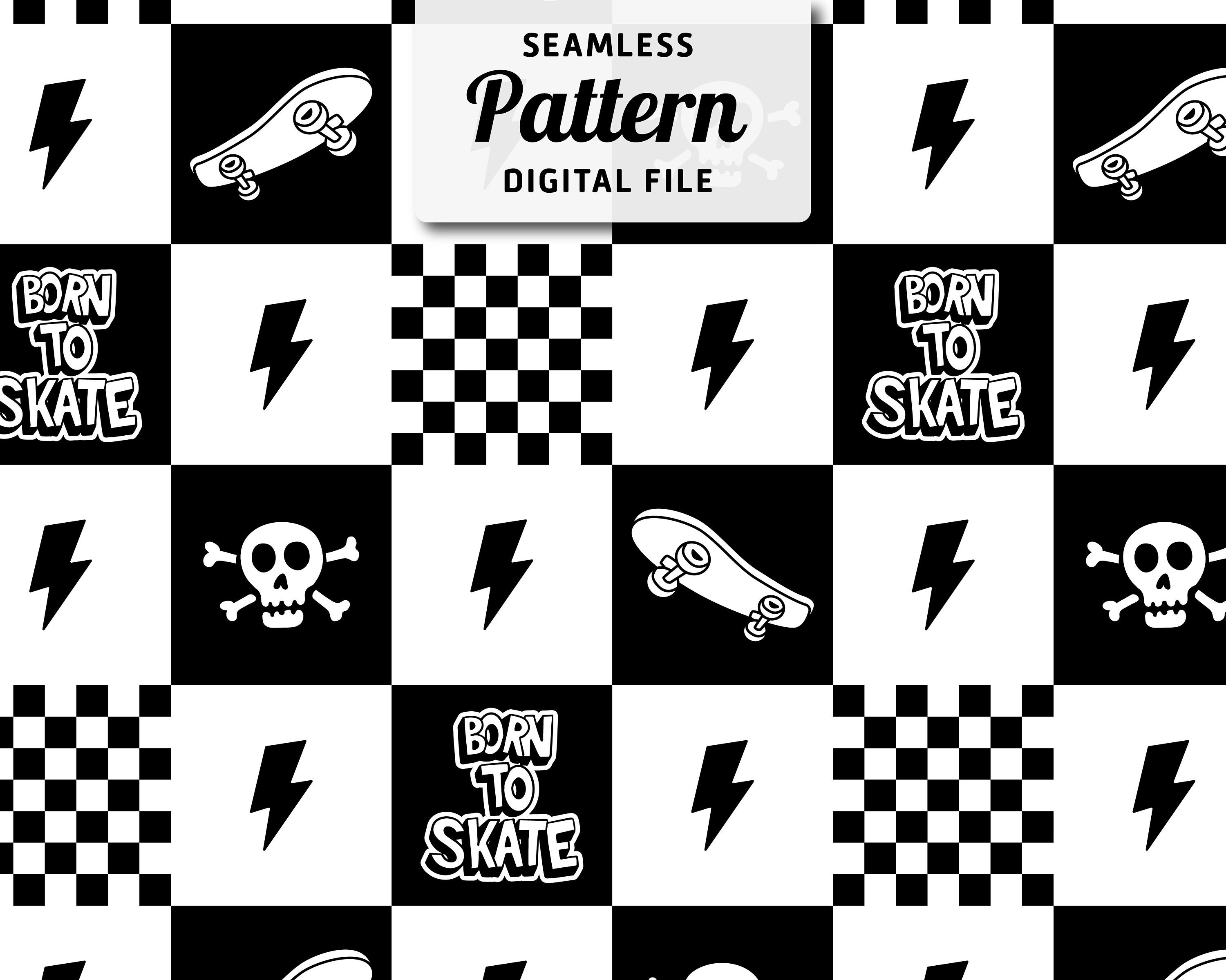 Checked Skateboard Seamless Pattern Boys Seamless Repeat Design Hand ...