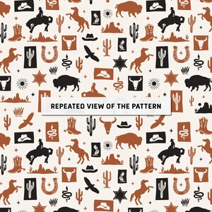 Western Cowboy Seamless Pattern: Boho Repeat Design (digital Download ...