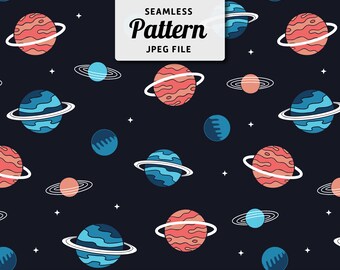 Space Seamless Pattern Digital Download Galaxy Planets - Etsy