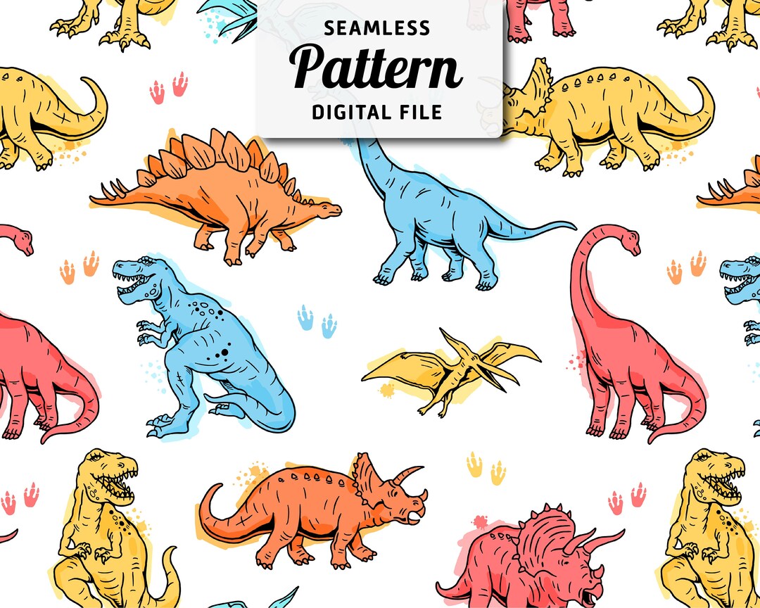 Dinosaurs Seamless Pattern Cartoon Dinosaurs Kids Seamless Repeat ...