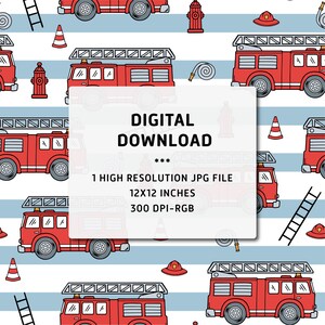 Fire Truck Seamless Pattern: Boy Design (digital Download) - Etsy