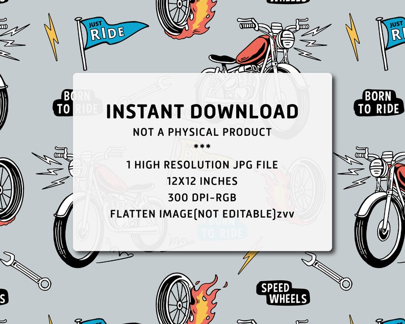 Motorbike Seamless Pattern Cartoon Motorcycle Seamless Repeat Pattern ...