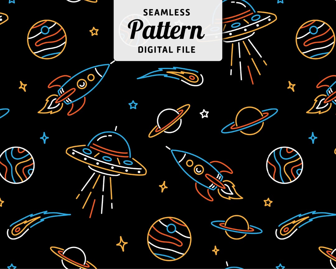 Space Seamless Repeat Pattern | Rocket, Spacecraft, Planets | Galaxy ...