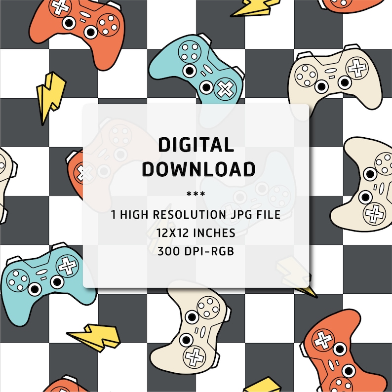 Gamer Seamless File Game Controller Digital Download With Check ...