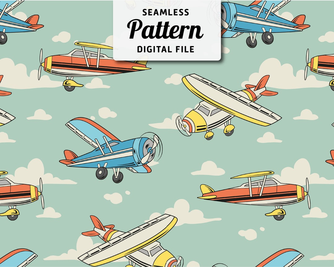 Airplane Seamless Pattern, Digital Download, Plane Digital File, Jpeg ...