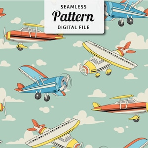Airplane Seamless Pattern, Digital Download, Plane Digital File, Jpeg ...
