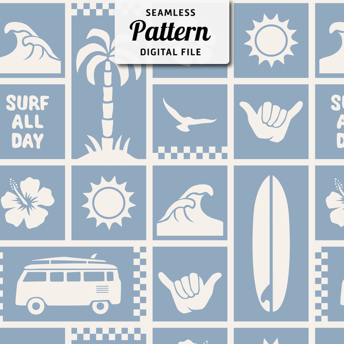Surf Seamless Pattern. Surfing Seamless Pattern Digital Download. Surf ...