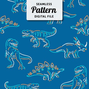 Dinosaurs Seamless Pattern | Cartoon Dinosaurs Kids Seamless Repeat ...