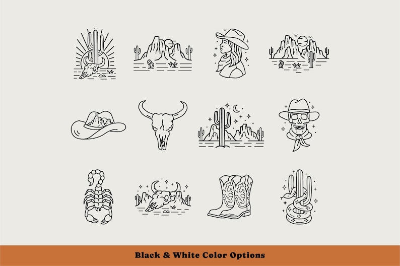 Western Line Art Illustrations. Western SVG, PNG, and EPS Files ...