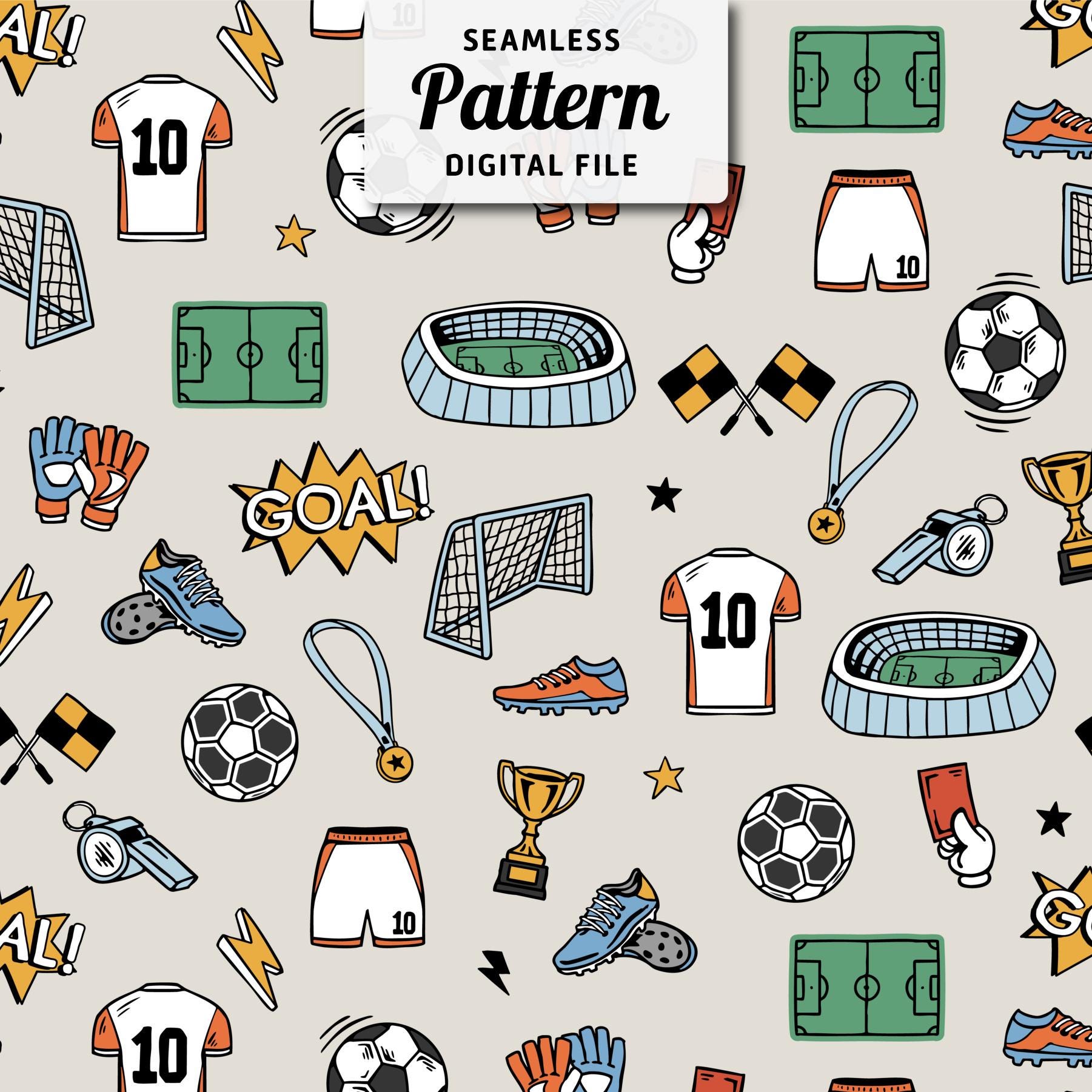 Hand-drawn Soccer Seamless Pattern (digital Download) - Etsy