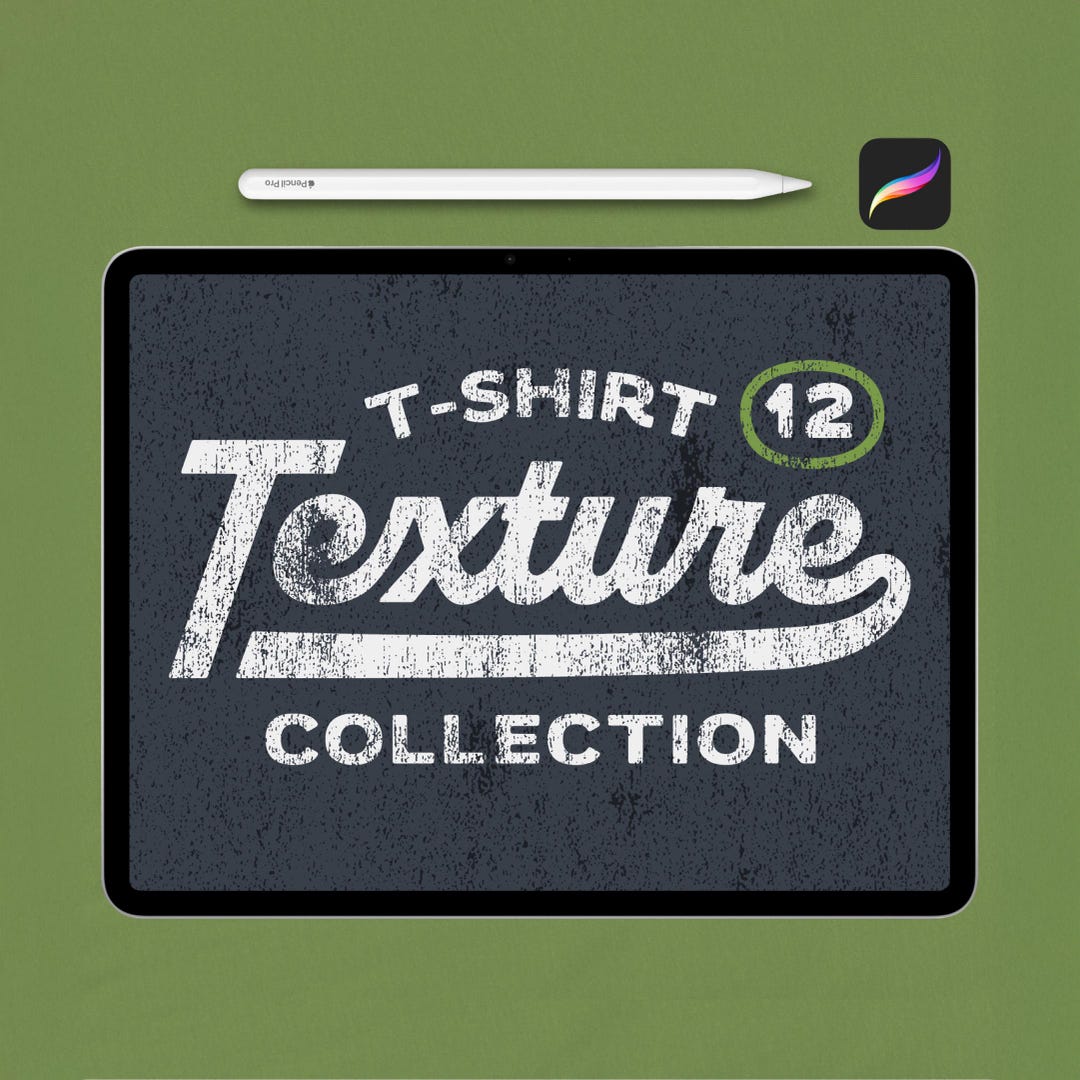 Procreate T-shirt Texture Brushes: 12 Distressed Stamp Effects ...