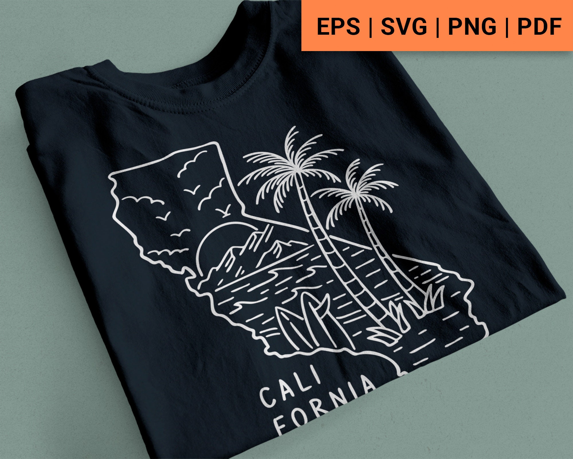 California Map Vector Illustration, SVG, EPS, PNG Files, Digital ...