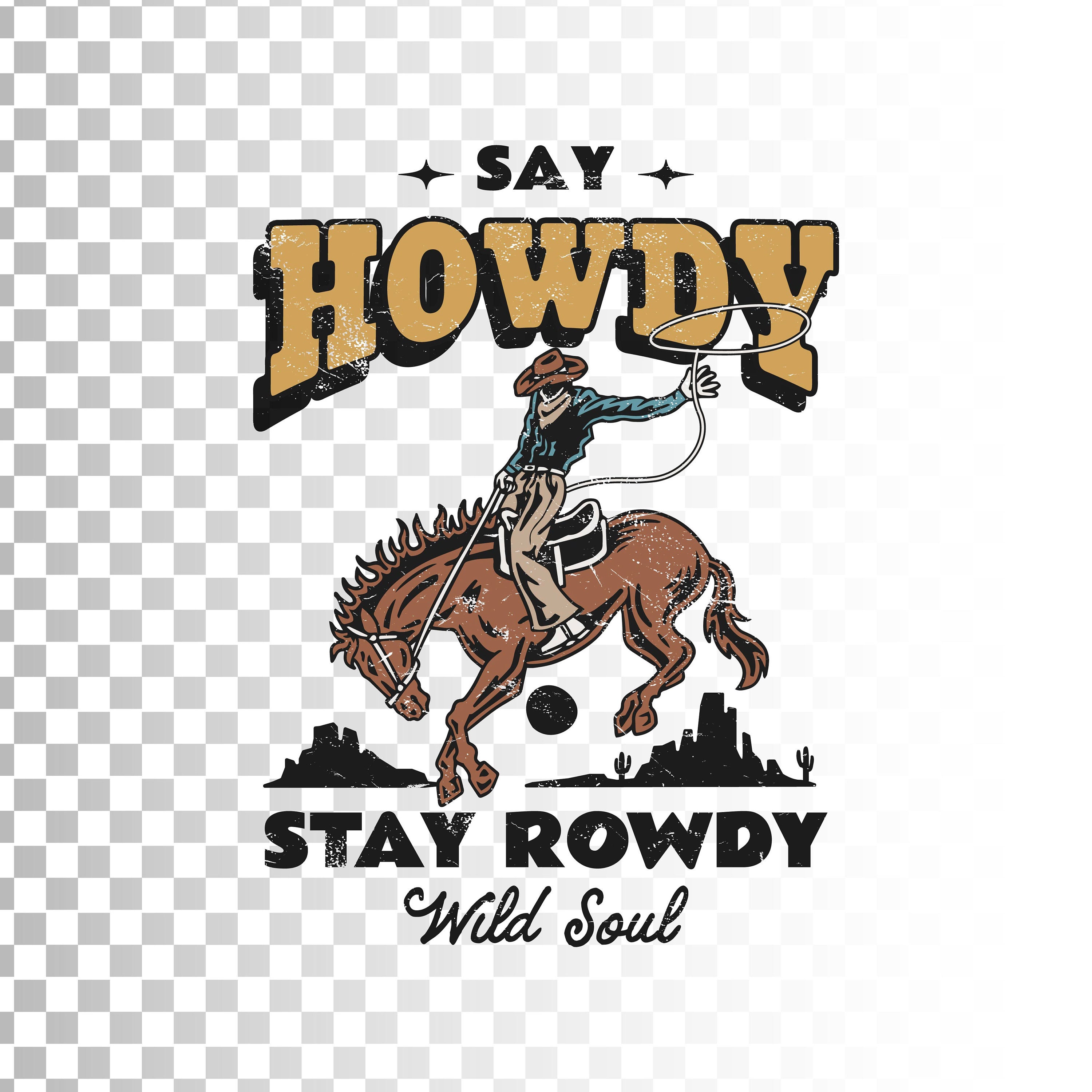 Cowboy Transparent PNG, Western Digital File, Wild West PNG File, Retro ...