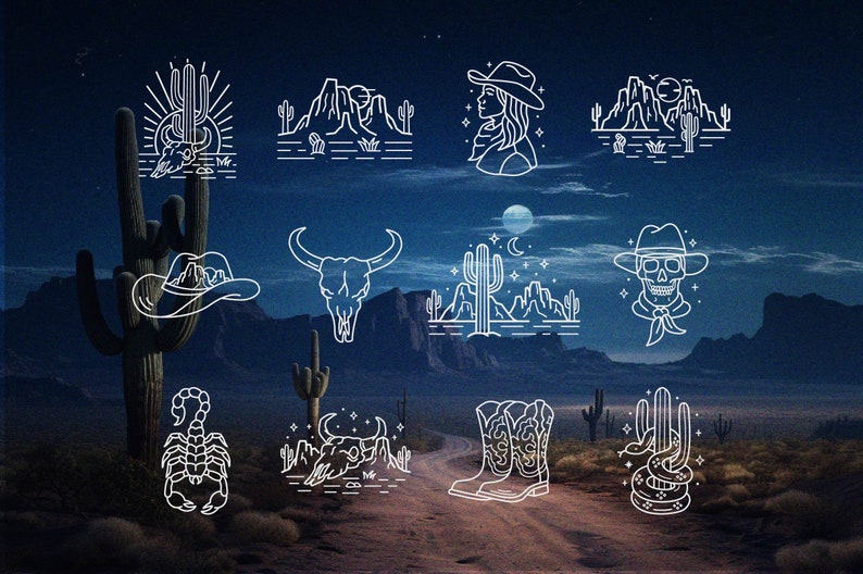 Western Line Art Illustrations. Western SVG, PNG, and EPS Files ...