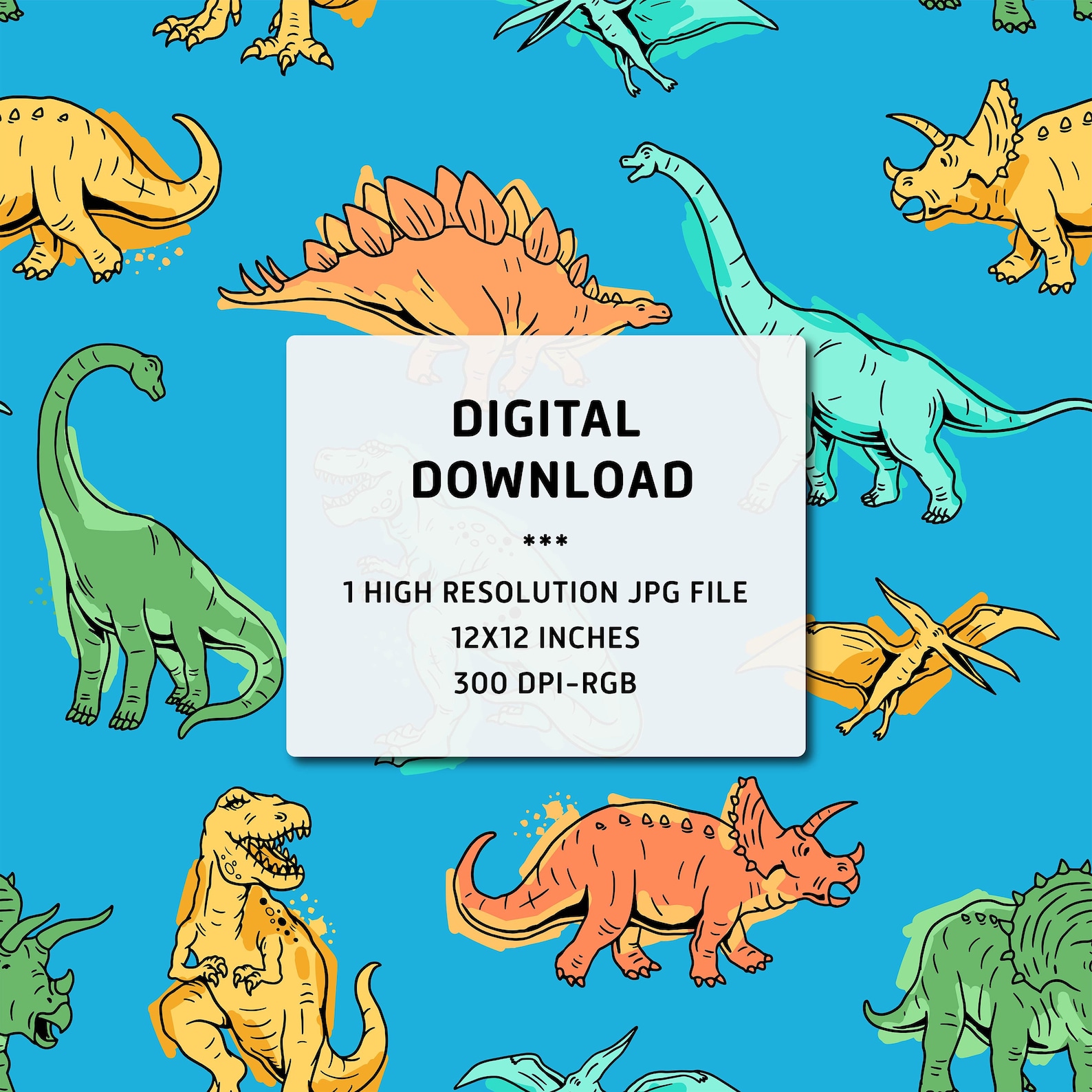 Dinosaurs Seamless Pattern Cartoon Dinosaurs Kids Seamless Repeat ...