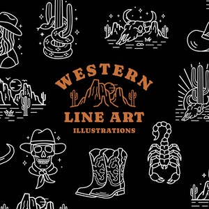 Western Line Art Illustrations. Western SVG, PNG, and EPS Files ...
