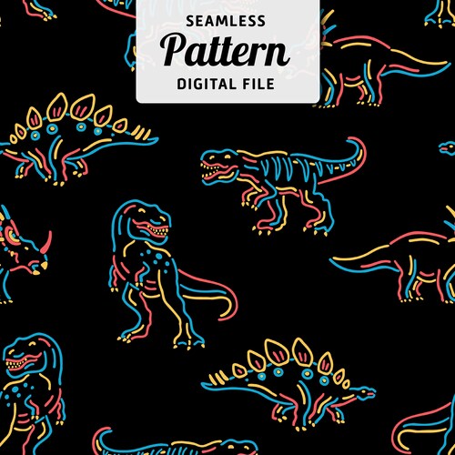 Dinosaurs in Space Seamless Pattern Dinos Seamless Repeat - Etsy