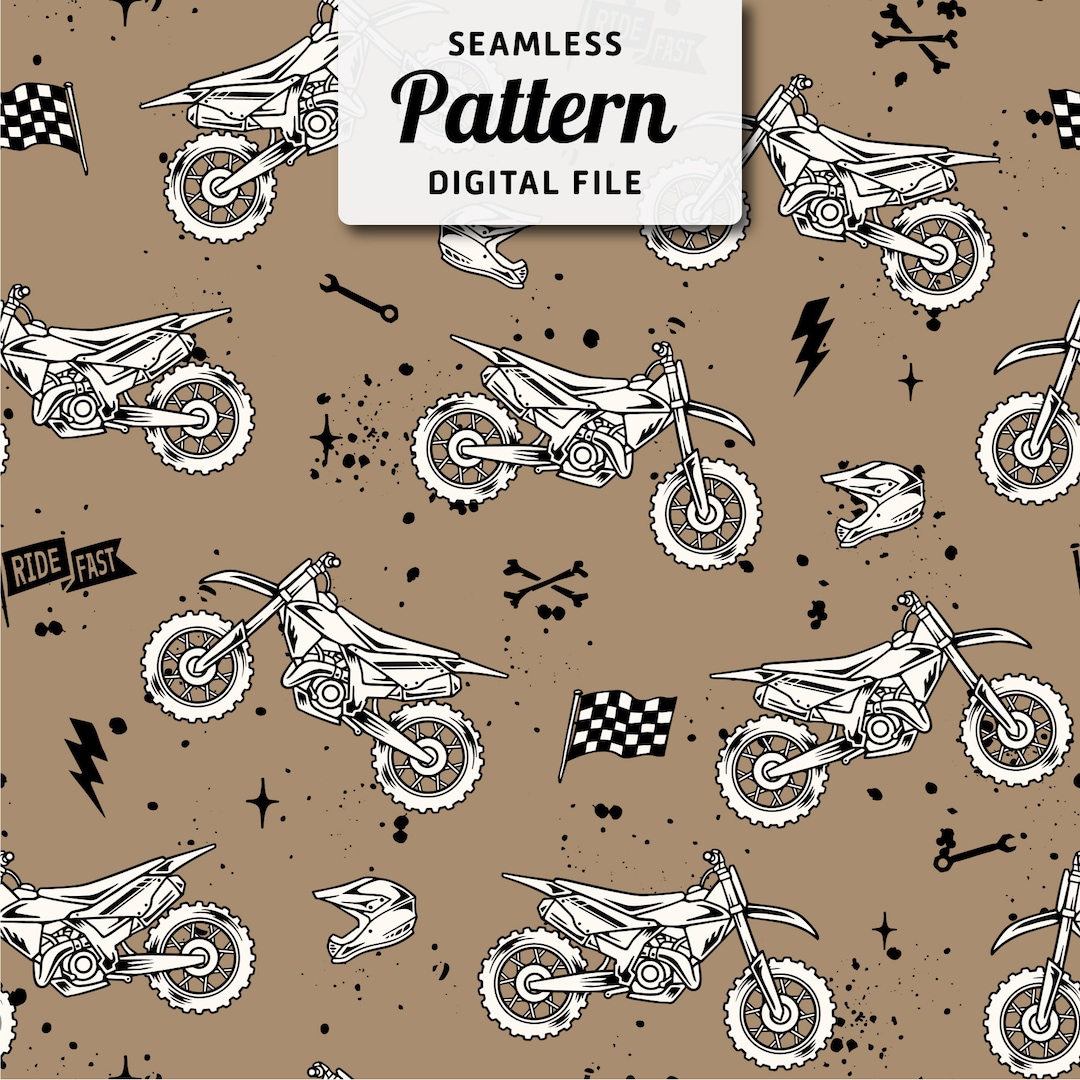 Motocross Seamless Pattern. Dirt Bike Digital Design File. Pattern File ...