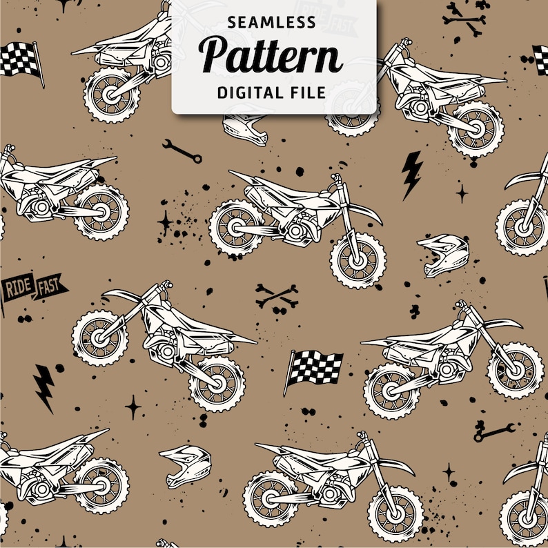 Motocross Seamless Pattern. Dirt Bike Digital Design File. Pattern File ...