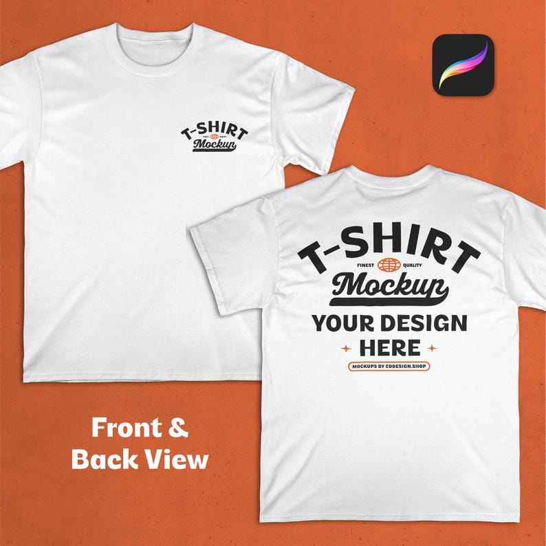 Procreate T-shirt Mockup: Front & Back View (downloadable File) - Etsy