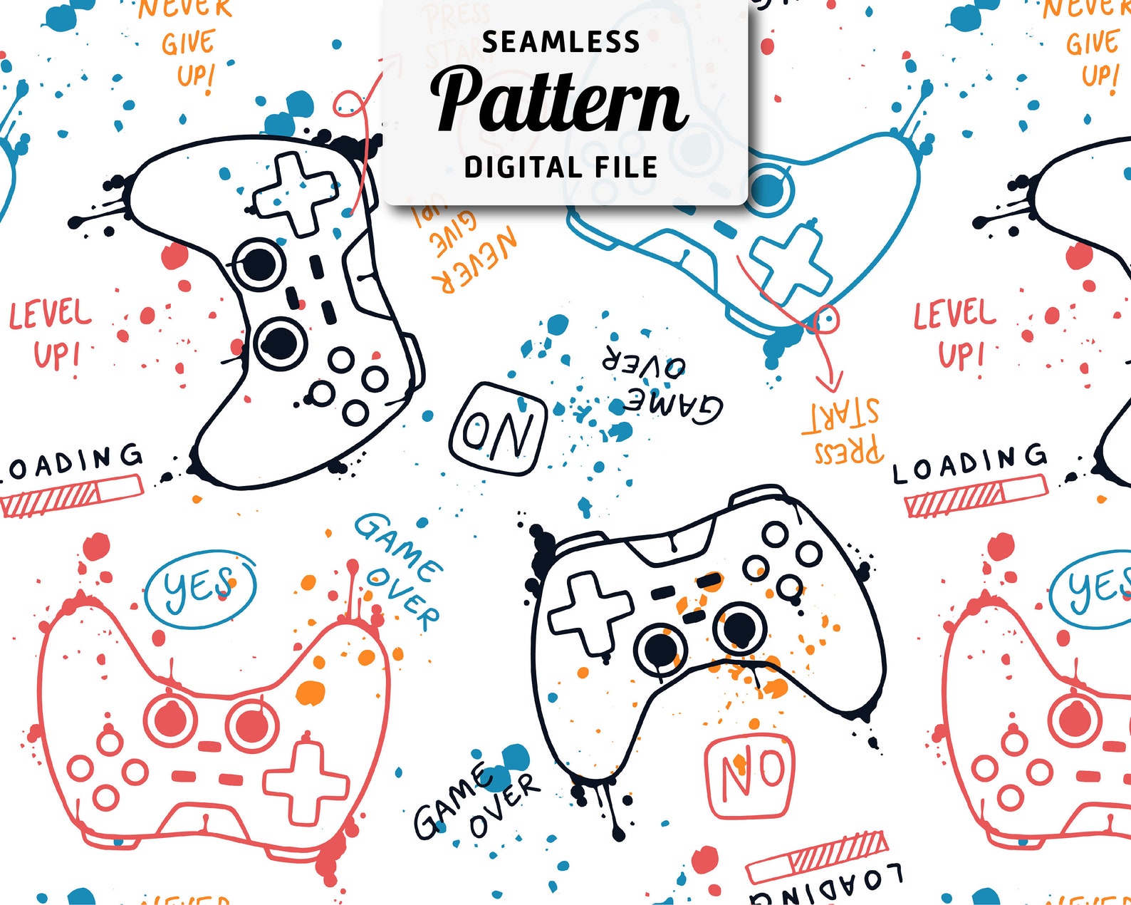 Gamepad Seamless Pattern: Gamer Fabric Sublimation (digital Download ...