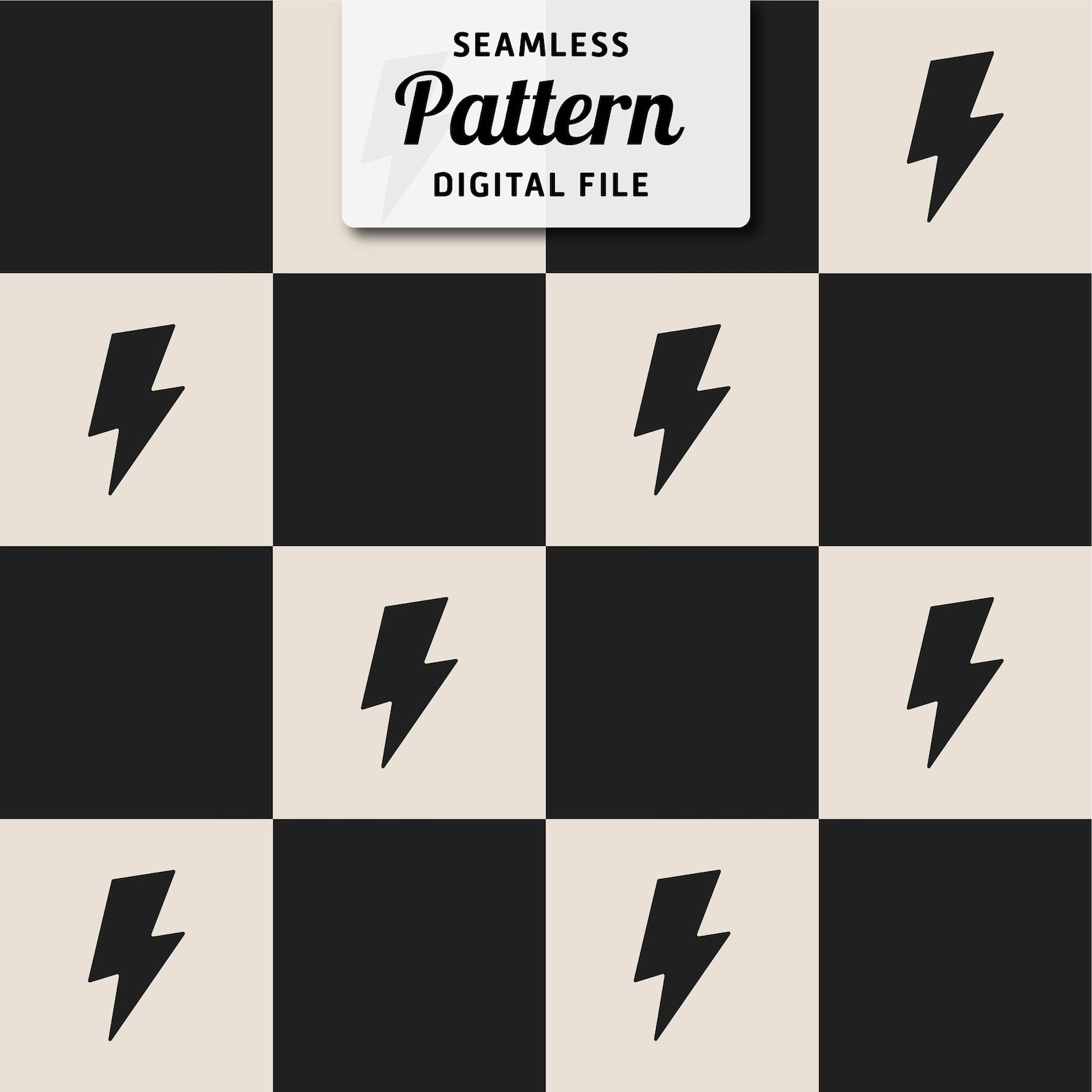 Checkered Happy Face Seamless Pattern: Lightning Smile (digital File ...
