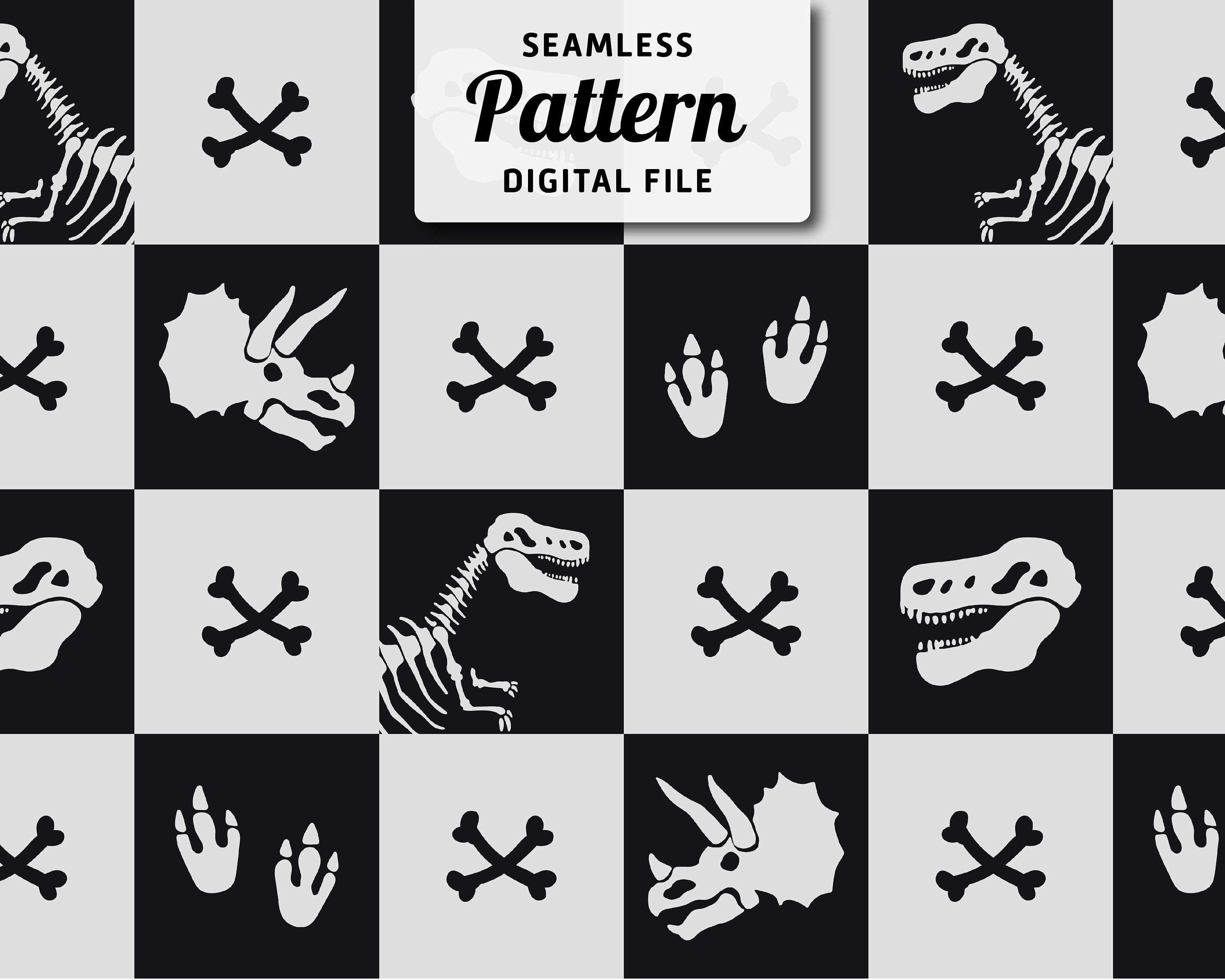 Checkered Skeleton Dinosaurs Seamless Pattern Dinosaurs - Etsy