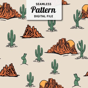 Western Cactus Seamless Pattern: Cowboy Boho Repeat Design (digital ...