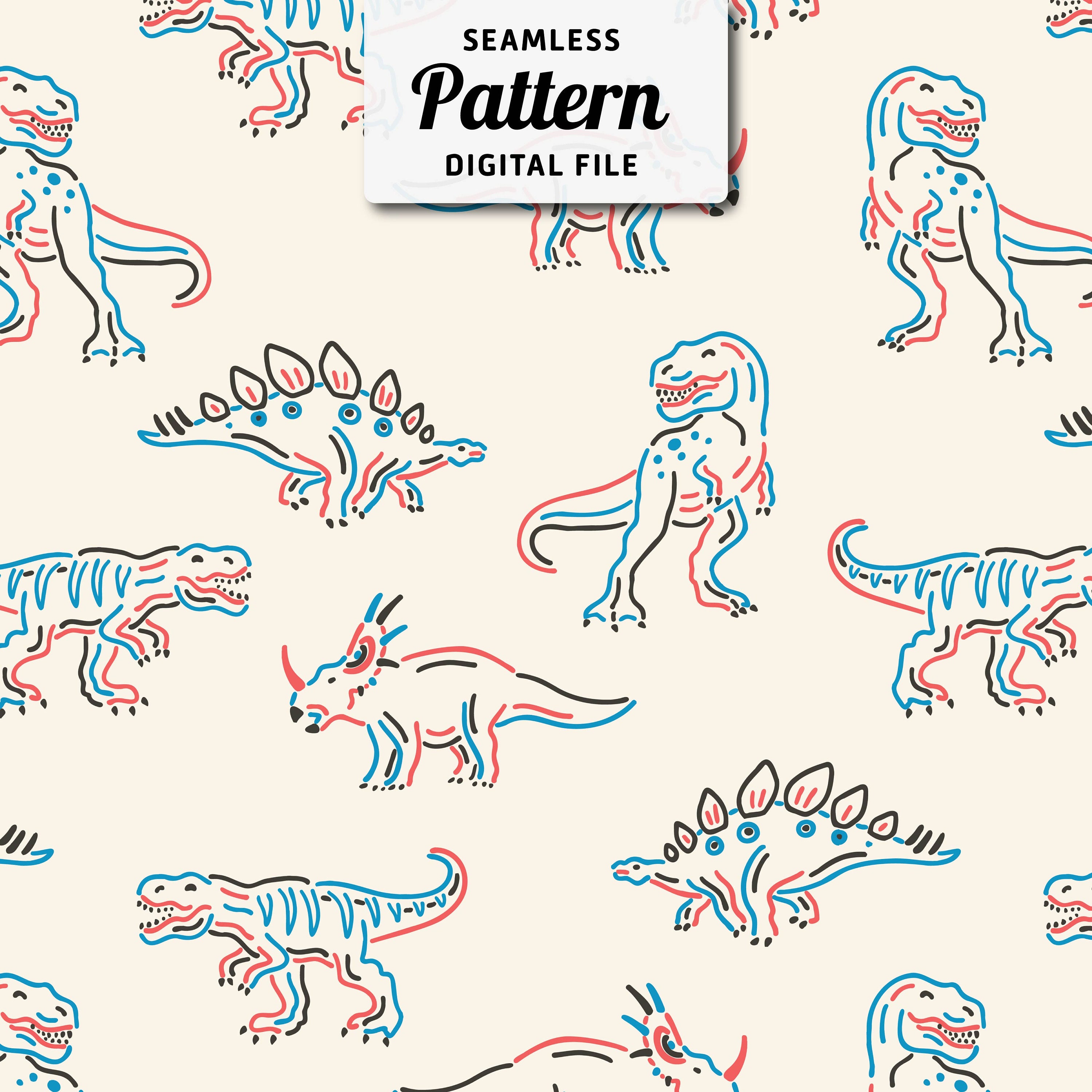 Dinosaurs Seamless Pattern Cartoon Dinosaurs Kids Seamless Repeat ...