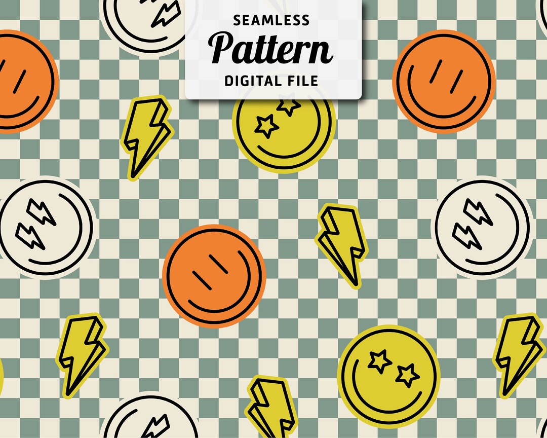 Happy Face Seamless Repeat Pattern | Checkered Seamless Background ...