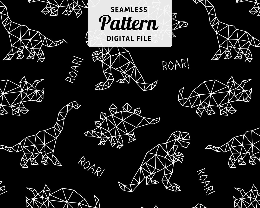 Geometric Dinosaurs Seamless Pattern: Hand-drawn Repeat Design (digital ...
