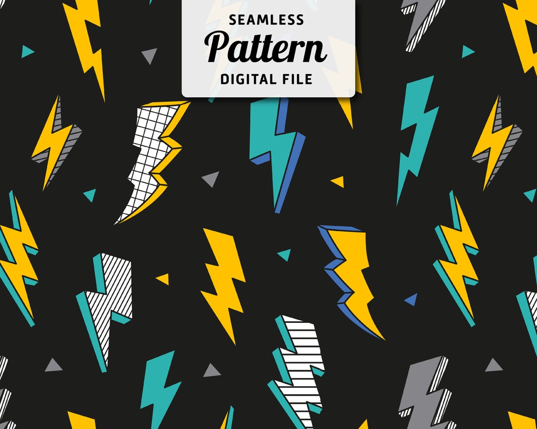 Lightning Bolts Seamless Pattern: Thunder Repeat Design (digital File ...