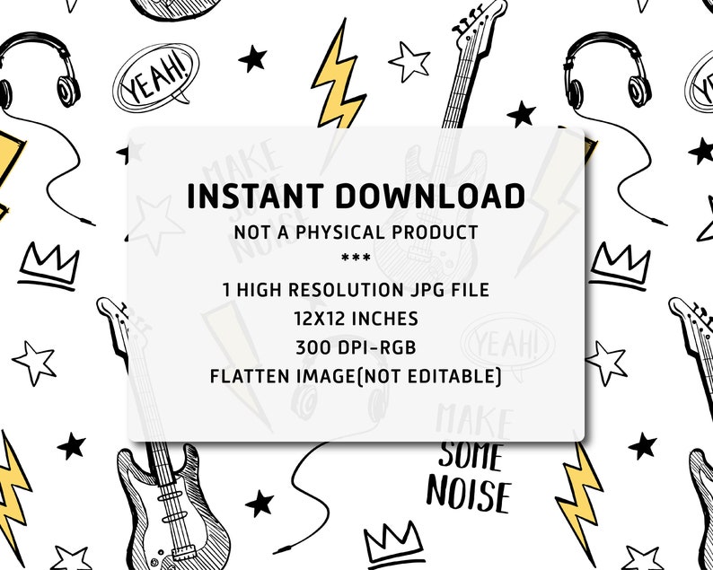 Guitar Seamless Pattern Rock Music Theme Seamless Repeat Pattern Hand ...