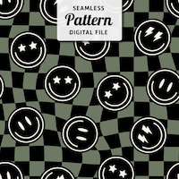 Checkered Retro Smiley Seamless Print - Etsy