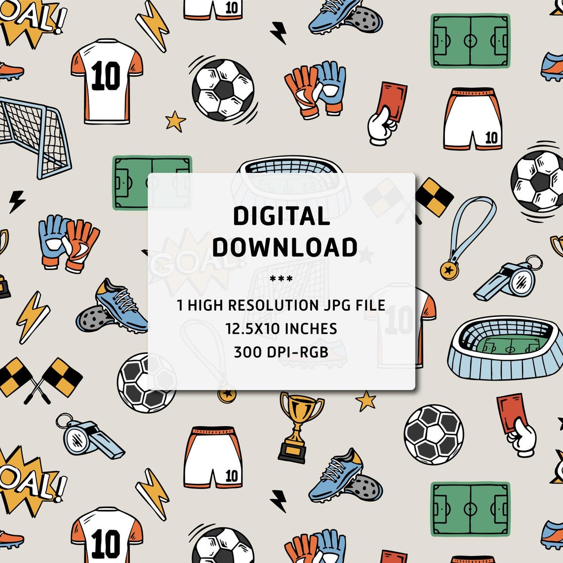 Hand-drawn Soccer Seamless Pattern (digital Download) - Etsy