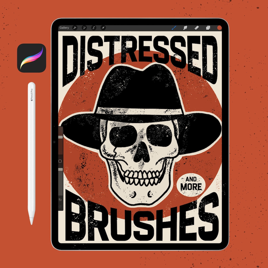 Procreate Distressed Brushes: Grunge Texture, Halftone, Stipple (PDF ...