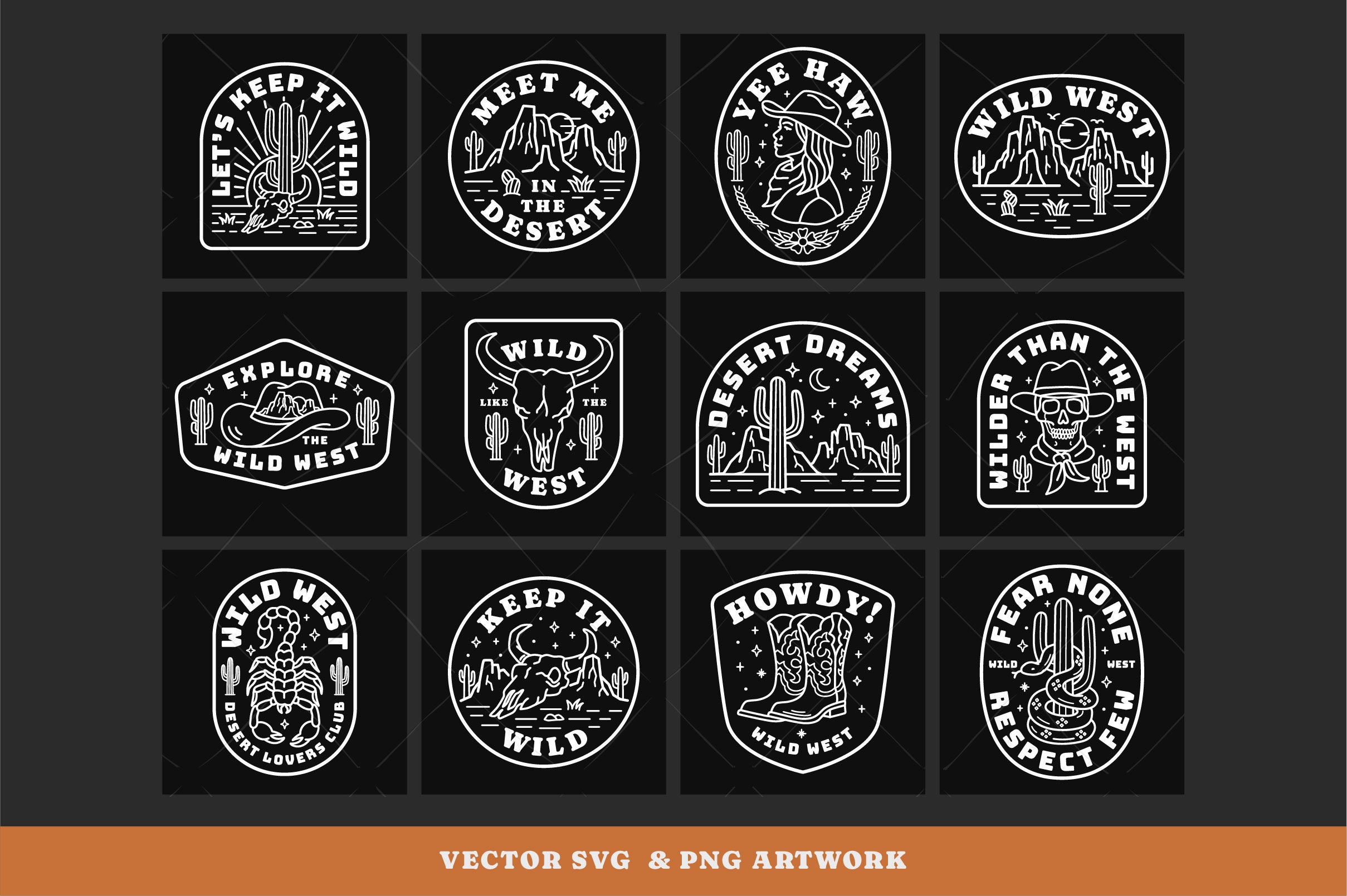 Western Line Art Collection. Western SVG, PNG, and JPEG Designs ...