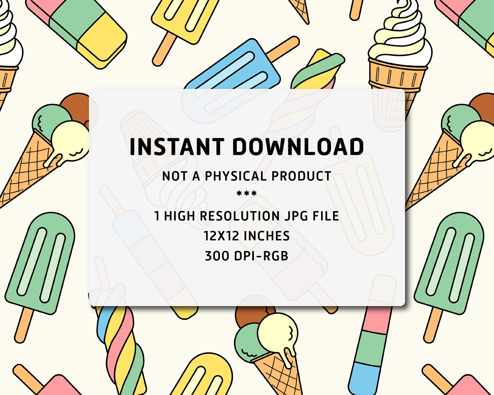Retro Ice Cream Seamless Pattern: Repeat Design (digital File) - Etsy
