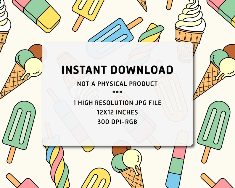 Retro Ice Cream Seamless Pattern: Repeat Design (digital File) - Etsy