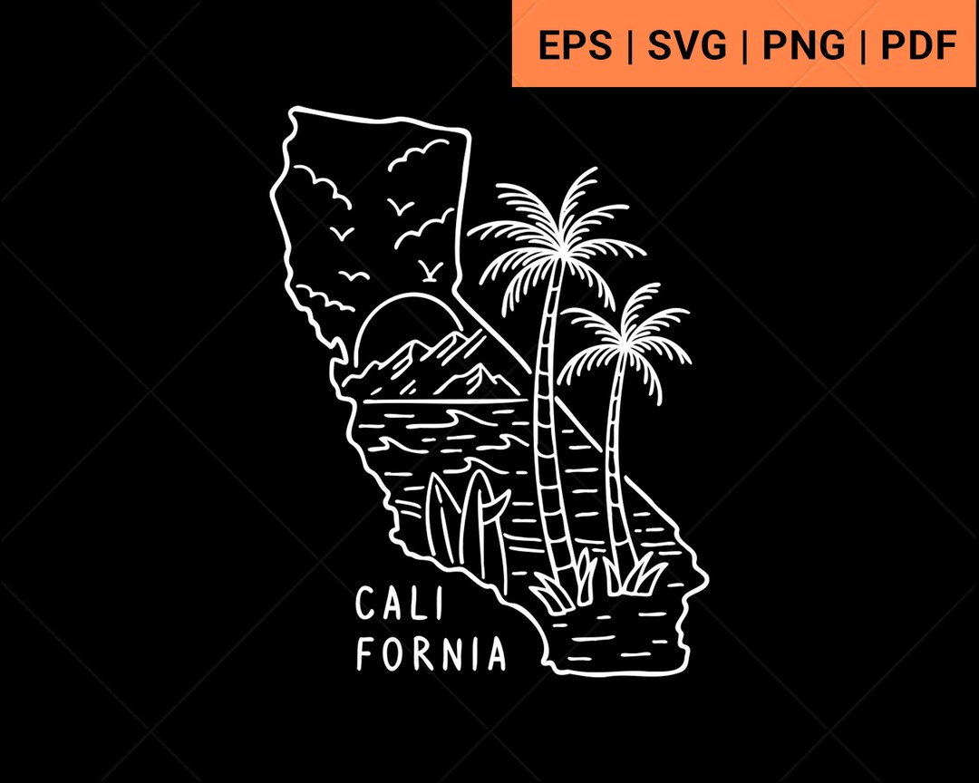 California Map Vector Illustration, SVG, EPS, PNG Files, Digital ...
