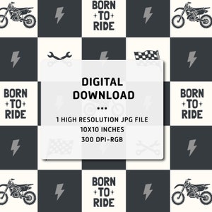Checkered Motocross Seamless Pattern. Dirt Bike Digital Design File ...