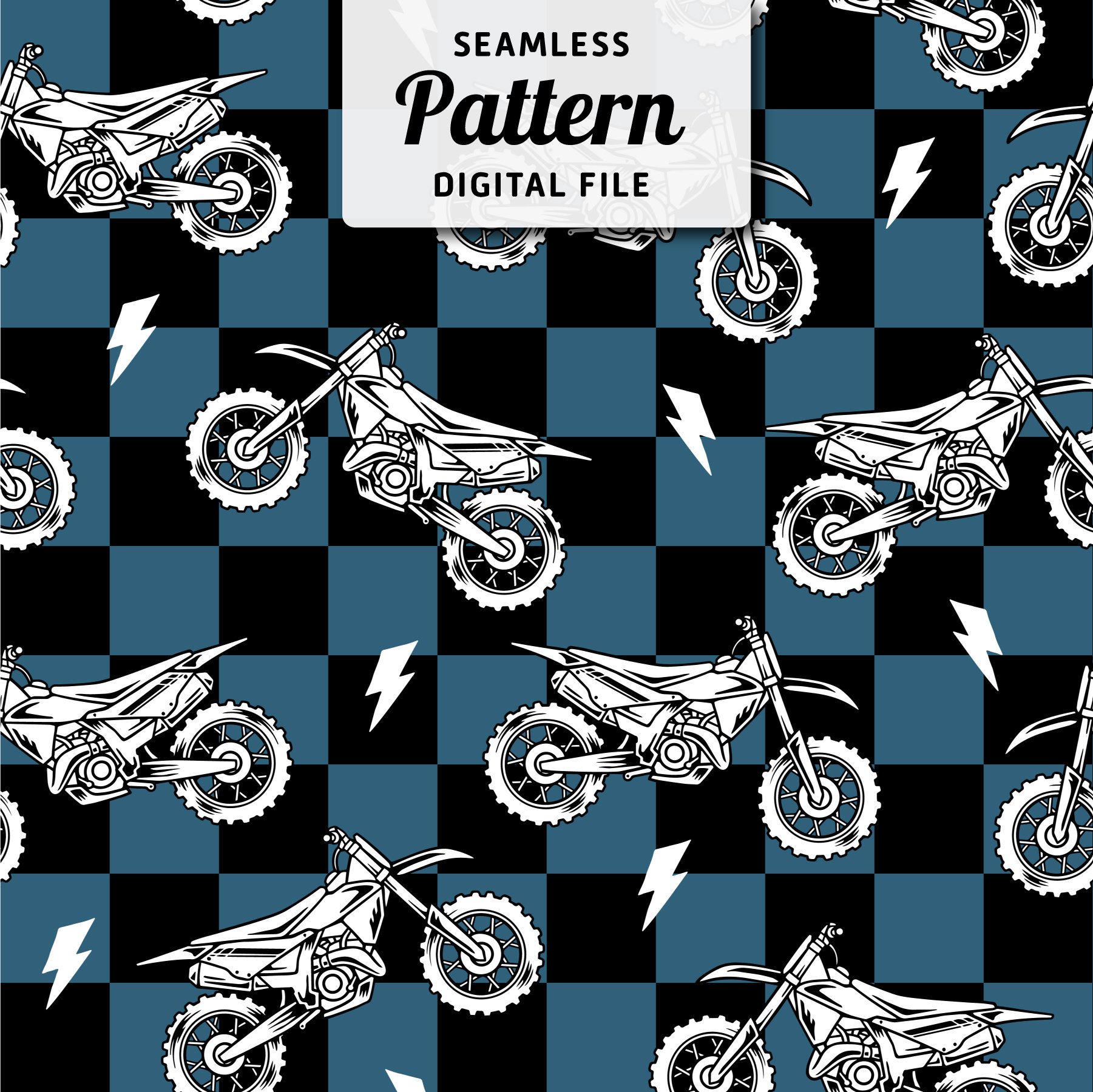 Motocross Seamless Pattern: Dirt Bike Fabric Print (digital Download ...