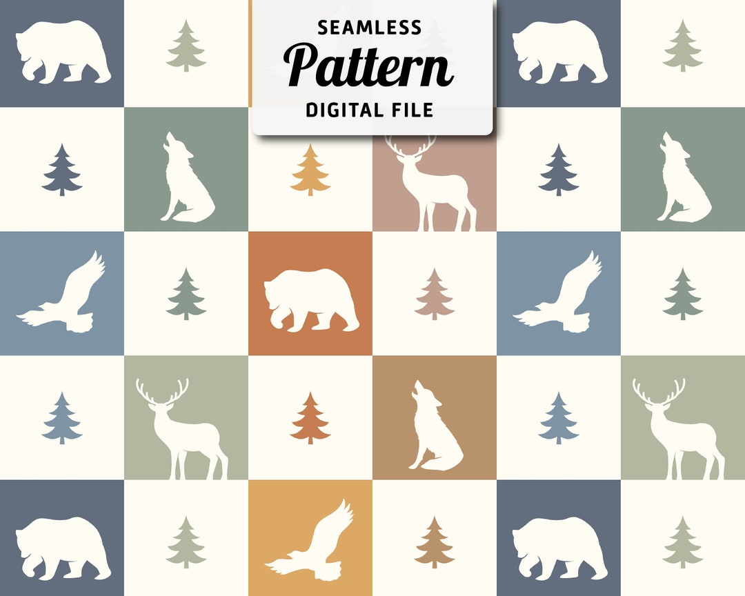 Checkered Forest Animals Seamless Pattern (digital Download) - Etsy