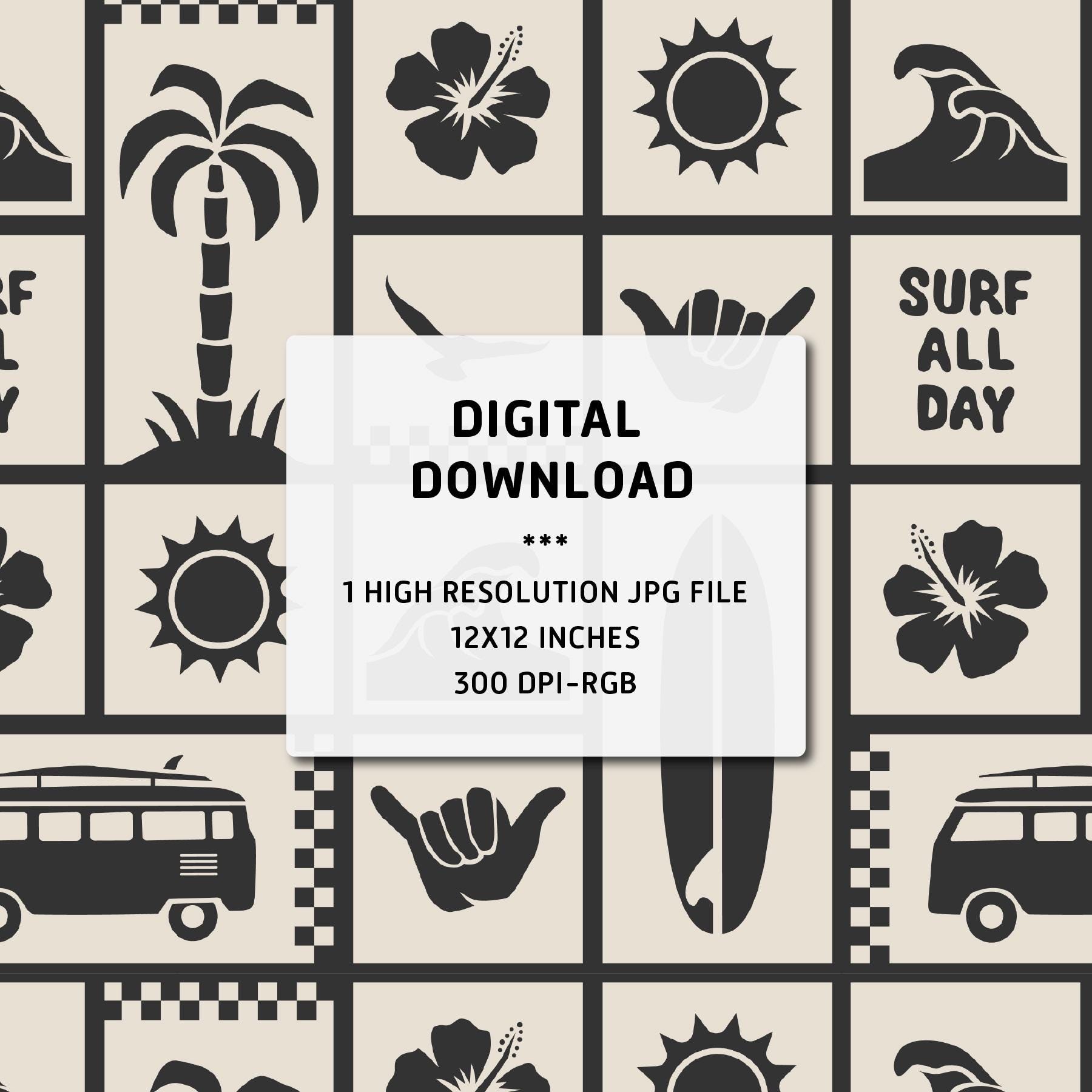 Surf Seamless Pattern: Beach Summer Fabric Design (digital Download) - Etsy