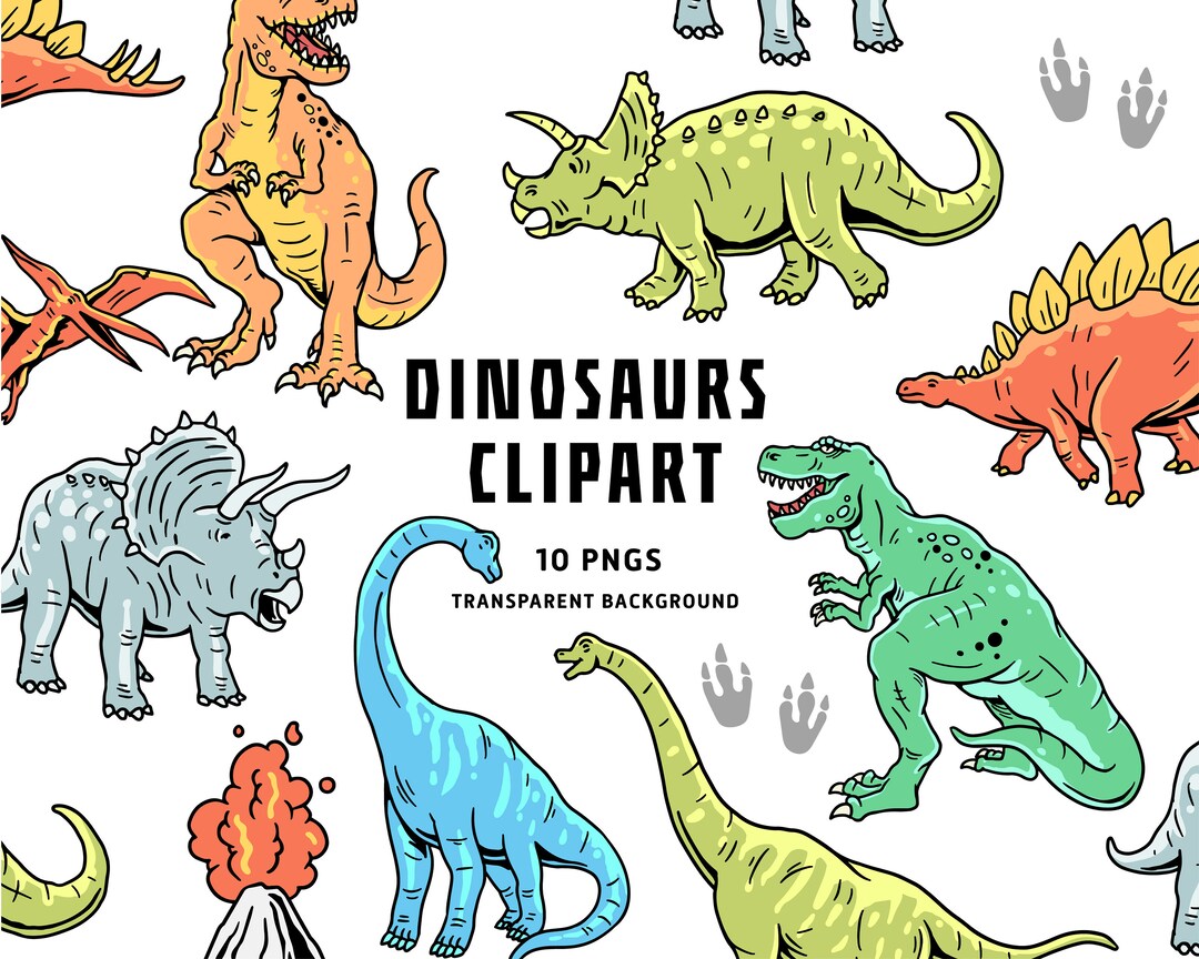 Dinosaurs Clipart High-quality Transparent PNG Files Digital File - Etsy