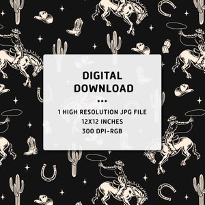 Western Themed Cowboy Seamless Pattern | Cactus, Cowboy Seamless Repeat ...